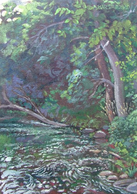 23 - Below the weir (original oil painting, 5 x 7 in, framed) – Aleta ...